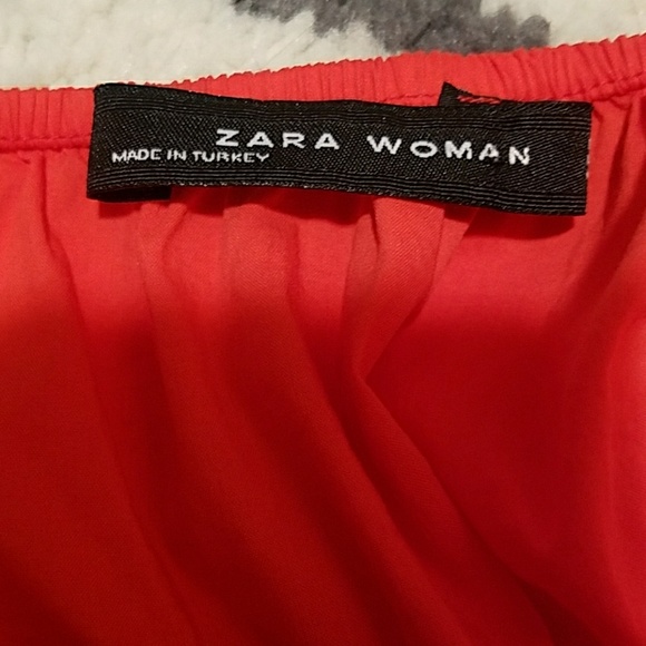 Zara | Tops | Zara Red Off The Shoulder Ruffle Sleeve | Poshmark